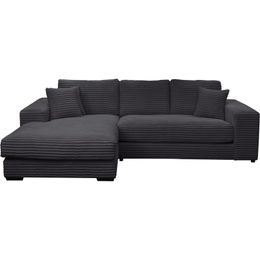 WERK2 Ecksofa &raquo;Eden modern und zeitlos, geschmackvolles Sofa, Breite 286cm, L-Form&laquo; Design Ecksofa in Cord mit besonders weichem Sitzkomfort schwarz 
