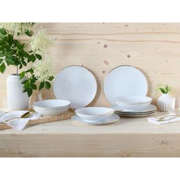 Creatable Tafelservice &raquo;Valencia Gold, Tafel-Service 12-tlg&laquo; Elegant, Goldrand wei&szlig; Porzellan