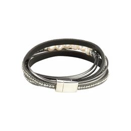 Firetti Damen Armband &raquo;zum Wickeln, trendy&laquo; mit Strassstein - mit Wachsperle grau