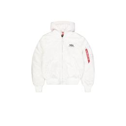 Alpha Industries Bomberjacke »MA-1 Zip Hood Backprint« white/black L L Flight Nylon Stoff