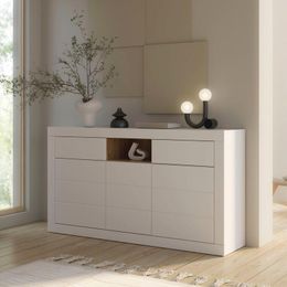 FORTE Sideboard &raquo;Lefkadas, Breite 170,7, H&ouml;he 93,5cm&laquo; Sideboard, viel Platz, Push to open, Grifflos, breite Rahmenoptik wei&szlig; Spanplatte