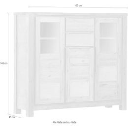 GUTMANN FACTORY Highboard &raquo;Tulsa&laquo; Vitrine, H&ouml;he 140 cm braun Holz teilmassiv
