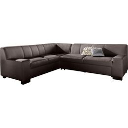 DOMO collection Ecksofa »Norma Top, elegant und modern, flache Armlehnen, L-Form« wahlweise mit Bettfunktion braun