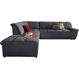 DOMO collection Ecksofa »Splash, aktuelle Sitz- und Rückensteppung, Materialmix, L-Form« wahlweise mit Bettfunktion schwarz/pepper