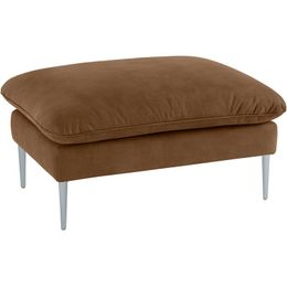 W.Schillig Hocker &raquo;enjoy&MORE&laquo; F&uuml;&szlig;e silber matt, Breite 106 cm braun Chenille-Flachgewebe R66 (85% Polyester, 15% Nylon);Longlife Xtra-Leder Z59: 