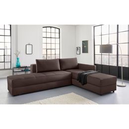 LOOKS by Wolfgang Joop Ecksofa &raquo;LooksIII L-Form&laquo; durch Drehfunktion zum Bett wandelbar, inklusive Staufach braun Struktur (100% Polyester);