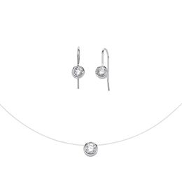 Firetti Damen Ohrring und Ketten Set &raquo;Schmuck Geschenk Silber 925 Ohrringe Halskette mit Anh&auml;nger Solit&auml;r&laquo; (Set, 2 Stk. tlg.) mit Zirkonia (synth.) 