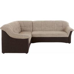DOMO collection Ecksofa »Sarafina zeitlos und komfortabel, optional mit Federkern, L-Form« wahlweise mit Bettfunktion braun/braun/beige