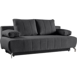 WERK2 Schlafsofa &raquo;Troya Bettsofa mit Bettkasten und Federkern, Breite 210cm&laquo; 2-Sitzer Sofa und Schlafcouch mit Federkern & Bettkasten grau 95% 