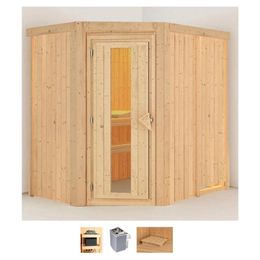Karibu Sauna »Clara« Set, Ofen 9 kW integr. Strg naturbelassen