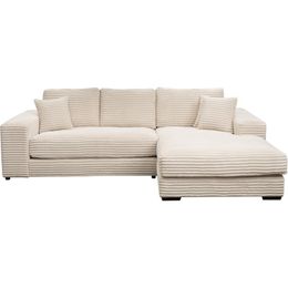 WERK2 Ecksofa &raquo;Eden modern und zeitlos, geschmackvolles Sofa, Breite 286cm, L-Form&laquo; Design Ecksofa in Cord mit besonders weichem Sitzkomfort wei&szlig; 100%
