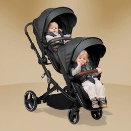 BABYGO Zwillings-Kombikinderwagen &raquo;Twinner Set, Grey melange&laquo; 30 kg inkl. 2 Regenhauben, Wickeltasche grau Zwillings-Kombikinderwagen