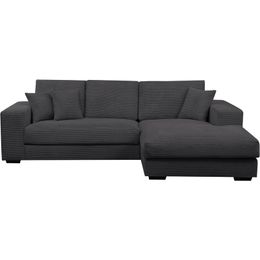 WERK2 Ecksofa &raquo;Eden modern und zeitlos, geschmackvolles Sofa, Breite 286cm, L-Form&laquo; Design Ecksofa in Cord mit besonders weichem Sitzkomfort grau 90% 