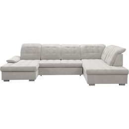 WERK2 Wohnlandschaft »Kordula-New Multifunktion Couch, Breite 332cm, U-Form« Sofa in U-Form mit Schlaffunktion & Bettkasten, Schlafcouch Creme