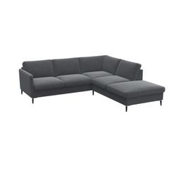 FLEXLUX Ecksofa &raquo;Fiore, L-Form&laquo; schmale Armlehnen, F&uuml;&szlig;e Alu/schwarz, B/T 234/225cm, Kaltschaum im Sitz grau 100% Polyester