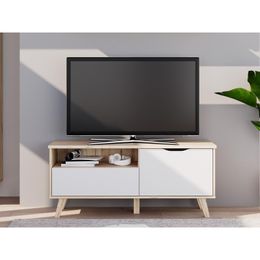FORTE Lowboard &raquo;Vankka TV-Bank, TV-Board&laquo; B/H/T 124,4/54,3/41,7 cm, TV-Teil, ca. 125 cm breit, viel Stauraum, Echtholzbeine wei&szlig; Spanplatte