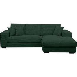WERK2 Ecksofa &raquo;Eden modern und zeitlos, geschmackvolles Sofa, Breite 286cm, L-Form&laquo; Design Ecksofa in Cord mit besonders weichem Sitzkomfort gr&uuml;n 90% 