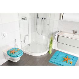 Sanilo Badaccessoire-Set &raquo;Sea Star&laquo; bestehend aus WC-Sitz, Badteppich und Waschbeckenst&ouml;psel orange Kunststoff, MDF, Polyester