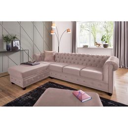 Home Affaire Chesterfield-Sofa &raquo;New Castle L-Form&laquo; hochwertige Knopfheftung in Chesterfield-Design, B/T/H: 255(171/72) rosa