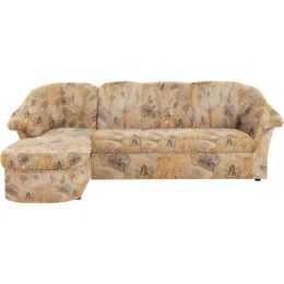 DOMO collection Ecksofa »Pegnitz, elegante Rückensteppung, kompakte Stellmaße 238/141cm, L-Form« wahlweise mit Bettfunktion beige