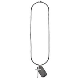 Bruno Banani Herren Kette mit Anh&auml;nger &raquo;Schmuck Geschenk Halskette Kreuz Vater Unser Venezianerkette&laquo; schwarz