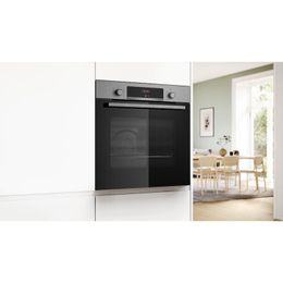 Bosch Einbaubackofen Serie 4 &raquo;HBA514BS3&laquo; mit Teleskopauszug nachr&uuml;stbar mit Hydrolyse grau Einbaubackofen