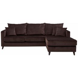 Home Affaire Ecksofa &raquo;Renesse L-Form&laquo; lose Kissen, Keder an Sitzkissen braun Samtvelours 100% Polyester;Luxus-Microfaser ALTARA NUBUCK (100% Polyester