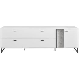 set one by Musterring TV-Schrank &raquo;Deltona&laquo; inkl. LED-Beleuchtung, Metallkufe, Sandstein-Zierelement, B214 x H67cm wei&szlig;