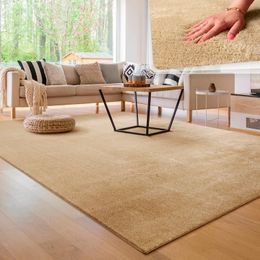 Paco Home Teppich »Cadiz 630« rechteckig 14 mm Höhe Uni-Farben, besonders weich, waschbar, auch als Läufer erhältlich beige Obermaterial: 100%...