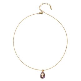 Firetti Damen Kette mit Anh&auml;nger &raquo;Schmuck Geschenk Kreuz&laquo; Made in Germany - mit Rosenquarz, Quarz oder Amethyst bunt