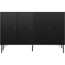 Sideboard &raquo;Mistral Kubus&laquo; mit vier T&uuml;ren und Metall F&uuml;&szlig;e, Breite: 136 cm schwarz Massivholz, Spanplatte