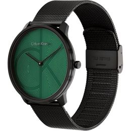 Calvin Klein Herren Quarzuhr &raquo;CK ICONIC 40 mm&laquo; Armbanduhr, Damenuhr, Herrenuhr, Edelstahlarmband, analog schwarz