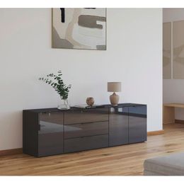 Rauch Kombikommode &raquo;Kommode T&uuml;rkommode Sideboard Kombikommode FLIPP mit Glasfront&laquo; Breite 200 cm mit 2 Einlegeb&ouml;den, 3-t&uuml;rig, 3 Schubladen, Soft-Close