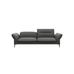 FLEXLUX &raquo;Salino, Funktionssofa, Relaxsofa&laquo; Sofa mit Arm- und Kopfteil-Verstellungen, Kaltschaum & Stahl-Wellen grau 100% Echtleder