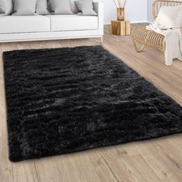Paco Home Hochflor-Teppich »Silky 591« rechteckig 37 mm Höhe Uni-Farben, besonders weich und kuschelig schwarz Obermaterial: 100% Polyester B : 200...