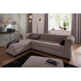 Home Affaire Chesterfield-Sofa &raquo;New Castle L-Form&laquo; hochwertige Knopfheftung in Chesterfield-Design, B/T/H: 255(171/72) grau