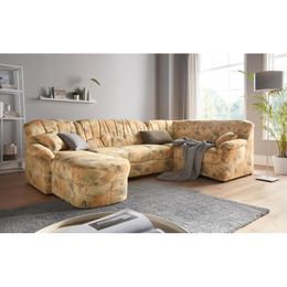 DOMO collection Wohnlandschaft &raquo;Bahia mit viel Platz, zeitloses Design, U-Form&laquo; wahlweise mit Bettfunktion beige Luxus-Microfaser (100% Polyester), 