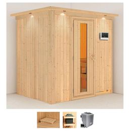 Karibu Sauna »Bedine« Set, Ofen 9 kW Bio externe Strg easy naturbelassen 0