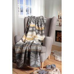 Biederlack Wohndecke &raquo;Wohndecke Winter Knit&laquo; mit winterlichem Design grau Baumwolle, Polyester