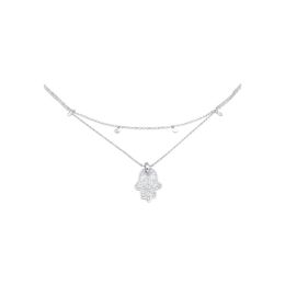 Elli Damen Collier &raquo;Choker Pl&auml;ttchen Fatimas Hand Zirkonia 925 Silber&laquo; silber