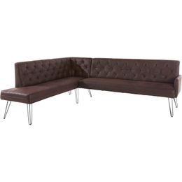 exxpo - sofa fashion Eckbank &raquo;Doppio, Chesterfield Optik, komfortabel und bequem, hohe Designf&uuml;&szlig;e&laquo; Frei im Raum stellbar braun 100% Polyester