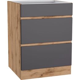 KOCHSTATION Kochfeldumbauschrank &raquo;KS-Riesa&laquo; Breite 60 cm, MDF-Fronten grau Holzwerkstoff