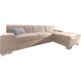 DOMO collection Ecksofa »Star, zeitlose Formensprache, elegante Optik, L-Form« wahlweise mit Bettfunktion natur