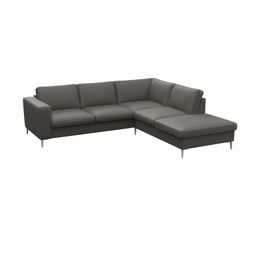 FLEXLUX Ecksofa &raquo;Fiore, L-Form&laquo; breite Armlehnen, F&uuml;&szlig;e alufarben, B/T 241/225 cm, Kaltschaum im Sitz grau 100% Echteder