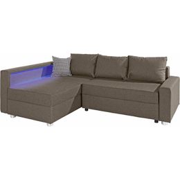 Collection AB Ecksofa &raquo;Relax L-Form&laquo; inklusive Bettfunktion, Federkern, wahlweise mit RGB-LED-Beleuchtung braun Zierkissen: 100%Polyester;Struktur (