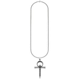 Bruno Banani Herren Kette mit Anh&auml;nger &raquo;Schmuck Geschenk Halsschmuck Anh&auml;nger Kreuz mit Totenk&ouml;pfe-Design&laquo; schwarz