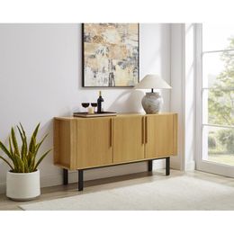 OTTO home Sideboard &raquo;Stiven&laquo; Eukalyptus und Esche, kombiniert mit Melamin, MDF und ABS-Kunststoff Eisen, FSC -zertifizierter Holzwerkstoff