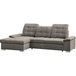 WERK2 Ecksofa &raquo;Carmen, mit Bettfunktion & Bettkasten, optional Sitztiefenverstellung&laquo; mit Sitztiefenverstellung, Struktur weich, beige beige 95% 