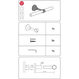 Gardinia Tr&auml;ger &raquo;Wandtr&auml;ger geschlossen f&uuml;r Gardinenstange&laquo; Serie Einzelprogramm Chicago &Oslash; 20 mm grau