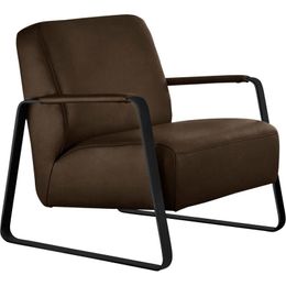 W.Schillig Cocktailsessel &raquo;quadroo Loungesessel,&laquo; mit bezogenen Armlehnen, Gestell in Schwarz pulverbeschichtet braun Velourgewebe V41 (100% Polyester